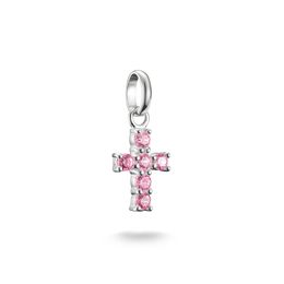 Charm Kreuz Thomas Sabo "Charm Kreuz - Connect", bunt (silberfarben, rosa, rosa), Charms, Damen, Silber 925 (recycelt), mit Zirkonia (synth.)