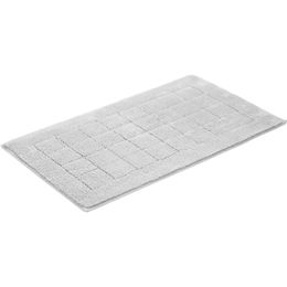 Badematte Vossen "Exclusive" Gr. 2, grau (light grau), H:20mm, Baumwolle, Badematten, Badematte, Badteppich, Uni-Farben, Karo Muster, Hoch-Tief Effekt, reine Baumwolle