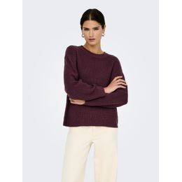 Strickpullover Only "ONLMILOUZ LS RIB PULLOVER KNT NOOS", Damen, Gr. M, decadent chocolate, Strick, Obermaterial: 100% Polyacryl, unifarben, h&uuml;ftlang, Rundhals, Pullover Strickpullover