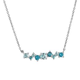 Collierkettchen ZEEme "Silber 925 rhodiniert mit 9x Blautopas (beh.)", wei&szlig;, Halsketten, Damen, 42+3cm, Silber 925 (Sterlingsilber), L: 45 B: 25mm, gl&auml;nzend, B:25mm