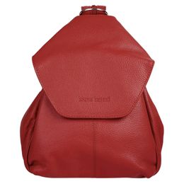 Cityrucksack Bruno Banani, Damen, Gr. B/H/T: 20cm x 27cm x 12cm, onesize, rot, Leder, Rindsleder, Rucks&auml;cke Cityrucksack, echt Leder