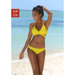 Triangel-Bikini Bench., Damen, Gr. 36, Cup C/D, gelb, Polyamid, unifarben, Bikini-Sets Triangel-Bikini, in Wickeloptik