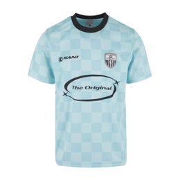 T-Shirt Karl Kani "Karl Kani Karl Kani OG Sport Star Check Trikot", Damen, Gr. XL, lightblau, schwarz, 100% Polyester, bedruckt, normal, Rundhals, Shirts T-Shirt