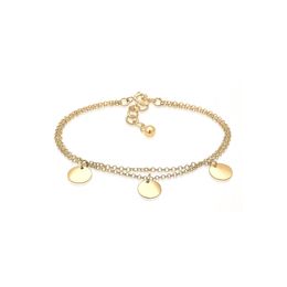 Armband Elli "2-reihig mit Pl&auml;ttchen 925 Silber", gold, Armb&auml;nder, Damen, 16cm, ohne Stein, Silber 925 (Sterlingsilber), Armband