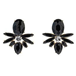 Paar Ohrstecker Steuer "Ohrstecker mit Glassteinen schwarz/gold", Damen, Gr. one-size, Metall, gelb (gelb, schwarz), Ohrringe
