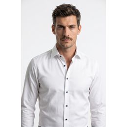Langarmhemd OLYMP "Luxor", Herren, Gr. 38, N-Gr, wei&szlig;, Web, Obermaterial: 100% Baumwolle, normal, 2-Knopf-Manschette, Hemden, Businesshemd, modern fit, New-Kentkragen