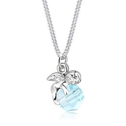 Collierkettchen Elli "Engel mit Kristalle Kugel 925 Sterling Silber", blau (hellblau), Halsketten, Damen, 45,mit Steinen, Silber 925 (Sterlingsilber), L: 45