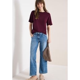 Kurzarmshirt Cecil, Damen, Gr. S (38), sweet grape rot, Jersey, Obermaterial: 100% Baumwolle, unifarben, normal h&uuml;ftbedeckend, Rundhals, Shirts, aus weicher Baumwolle, Topseller