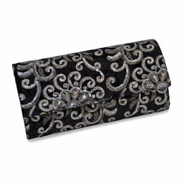 Abendtasche Steuer "Schwarzer Samt mit Pailetten-Ornamenten", Damen, Gr. B/H/T: 130cm, schwarz, Taschen Abendtasche