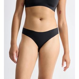 Tanga Sloggi "ZERO Feel 2.0", Damen, Gr. L, schwarz, Single Jersey;Interlock, Obermaterial: 76% Polyamid, 24% Elasthan, k&ouml;rpernah, Unterhosen Tanga, nahtlos, superweiches Interlock-Jersey Material