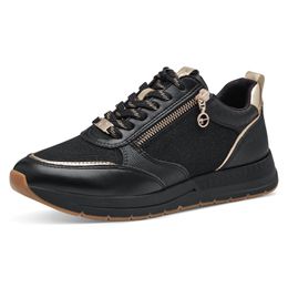 Keilsneaker Tamaris, Damen, Gr. 36, schwarz (schwarz kombiniert), Lederimitat, Textil, Schuhe Sneaker, Freizeitschuh, Halbschuh, Schn&uuml;rschuh, trendige Metallic-Details