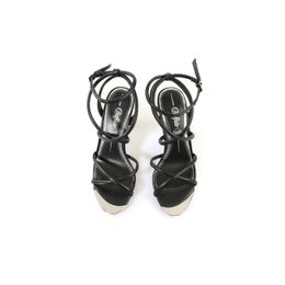 High-Heel-Pumps Buffalo "Buffalo Shine -Vegan Nappa", Damen, Gr. 37, schwarz, silber, Kunstfaser, unifarben, Schuhe