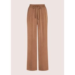 Madeleine Mode Schlupfhose MADELEINE "Satinhose Schlupfhose mit Zierband", Damen, Gr. 18, N + K Gr, braun (tabakbraun), Obermaterial: 100% Polyester PES., Modern, weit, Hosen Schlupfhose, Zierband am Bund