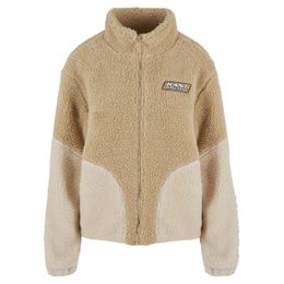Trainingsjacke Karl Kani "Karl Kani Karl Kani Sport Patch Teddy Block Trackjacket", Damen, Gr. XXS, sand, light sand, 100% Polyester, mehrfarbig, normal, amerikanischer Ausschnitt, Jacken Trainingsjacke