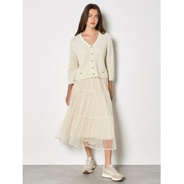 Cardigan Apricot "Strickjacke", Damen, Gr. S (36), beige (creme), Strick, Obermaterial: 58% Baumwolle CO. 37% Polyacryl PAN. 3% metallisierte Fasern MTF. 2% Polyester PES., V-Ausschnitt, Gerade Manschetten, Strickjacken, mit dekorativen Kn&ouml;pfen