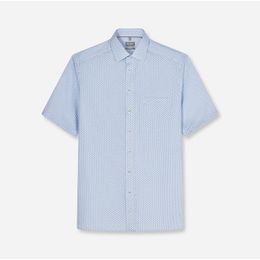 Kurzarmhemd OLYMP "Luxor", Herren, Gr. 41, N-Gr, bleu, Web, Obermaterial: 100% Baumwolle, gemustert, comfort fit normal, Hemden, Businesshemd, comfort fit, New Kentkragen