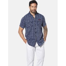 Kurzarmhemd Jan Vanderstorm "Kurzarmhemd KJELTAN", Herren, Gr. 5XL, weit, blau (blau kariert), Obermaterial: 100% Baumwolle CO., comfort fit, Hemden