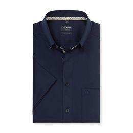 Kurzarmhemd OLYMP "Luxor", Herren, Gr. 41, N-Gr, marine, Web, Obermaterial: 100% Baumwolle, normal, Hemden, Businesshemd, modern fit, Button-down-Kragen