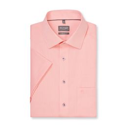 Kurzarmhemd OLYMP "Luxor", Herren, Gr. 41, N-Gr, mandarin, Web, Obermaterial: 100% Baumwolle, unifarben, comfort fit normal, Hemden, Businesshemd, comfort fit, New Kentkragen