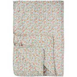 IB Laursen Quiltdecke Blumenpracht &ndash; Hellblau & Rostfarben 180 x 130 cm skandinavische Deko Online Shop