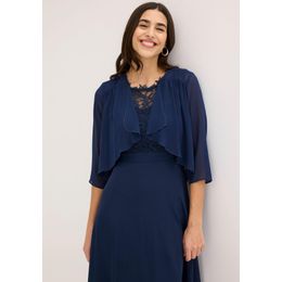 Boleroblazer bonprix, Damen, Gr. 50, dunkelblau, Chiffon, Obermaterial: 100% Polyester, leicht transparent, unifarben, figurumspielend taillenlang, Blazer, f&uuml;r festliche Anl&auml;sse und Hochzeiten, 3/4-&Auml;rmel, Wasserfallkragen