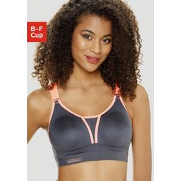 Sport-BH Venice Beach, Damen, Gr. 100, Cup E, orange (anthrazit, koralle), Microtouch, Obermaterial: 90% Polyester (COOLMAX), 10% Elasthan (LYCRA), BHs Sport-BH, ohne B&uuml;gel aus COOLMAX-Material