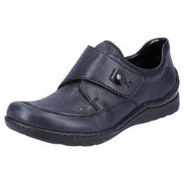 Klettschuh Rieker, Damen, Gr. 41, blau (nachtblau), Lederimitat, Textil, Schuhe Klettschuh, mit dezentem Paisley-Muster
