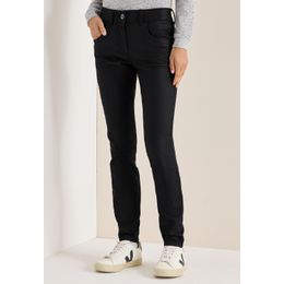 Lederimitathose Cecil, Damen, Gr. 33, L&auml;nge 32, schwarz, Stoff, 76% Viskose, 21% Nylon, 3% Elasthan, unifarben, slim fit lang, Hosen, 5-Pocket-Style