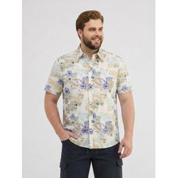 Kurzarmhemd Lerros "Sommerliches Kurzarmhemd im Hawaii-Look, gro&szlig;e Gr&ouml;&szlig;en", Herren, Gr. 4XL, Normalgr&ouml;&szlig;en, broken wei&szlig;, 97% Baumwolle, 3% Elasthan, Hemden