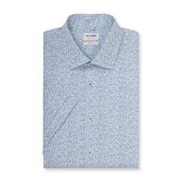 Kurzarmhemd OLYMP "Level Five", Herren, Gr. 41, N-Gr, bleu, Web, Obermaterial: 97% Baumwolle, 3% Elastolefin, k&ouml;rpernah normal, Hemden, Businesshemd, body fit, Kentkragen