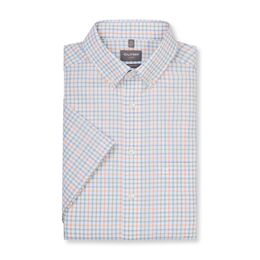 Kurzarmhemd OLYMP "Luxor", Herren, Gr. 42, N-Gr, mandarin, Web, Obermaterial: 100% Baumwolle, kariert, comfort fit normal, Hemden, Businesshemd, comfort fit, Button-down-Kragen