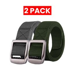 Enzo | 2er-Pack Herren Canvas G&uuml;rtel - Grau & Khaki