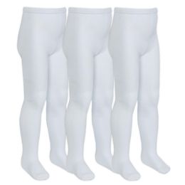 3 Paar Multipack M&auml;dchen Bambus Schulstrumpfhosen | Socken Snob | Fu&szlig;ende weiche einfarbige Strumpfhosen in Schwarz, Grau, Wei&szlig;, Marineblau - Wei&szlig;