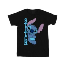 Disney Damen/Damen Lilo und Stitch Posing Baumwoll-Boyfriend-T-Shirt (Schwarz)