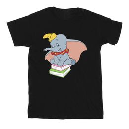 Disney - "Dumbo Sitting On Books" T-Shirt f&uuml;r M&auml;dchen (Schwarz)