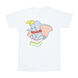 Disney - "Dumbo Sitting On Books" T-Shirt f&uuml;r M&auml;dchen (Wei&szlig;)