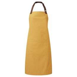 Premier Unisex Erwachsene Anhang Oxford Kunstleder Bibbed Voll Sch&uuml;rze (Senf)