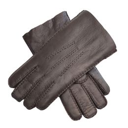 Braune Luxus-Handschuhe aus Schaffell f&uuml;r Herren