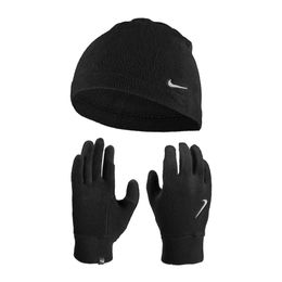 Nike - Logo-M&uuml;tze & Handschuhe, Fleece (Schwarz)