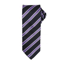 Premier Mens Waffle Stripe Formal Business Tie (Schwarz/Rich Violet)