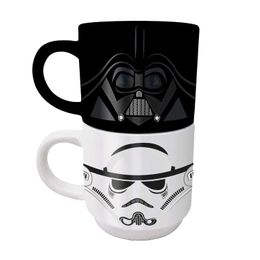 Star Wars - "Empire Helmets" Kaffeebecher-Set, Stapelbar (2er-Pack) (Schwarz/Wei&szlig;)