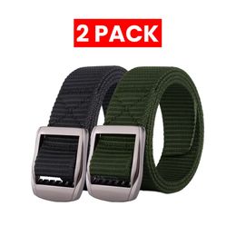 Enzo | 2er Pack Herren Canvas G&uuml;rtel - Schwarz & Khaki