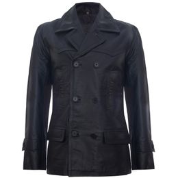 Kuhfell Dr. Who Naval German Pea Coat Lederjacke