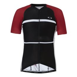 Oakley Kurzarm Zip Up Black Red Mens Cycling T-Shirt 434144 465