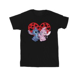 Disney - "Lilo & Stitch Hearts" T-Shirt f&uuml;r M&auml;dchen (Schwarz)
