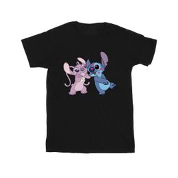 Disney - "Lilo & Stitch Kisses" T-Shirt f&uuml;r M&auml;dchen (Schwarz)