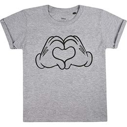 Disney - "Love Hands" T-Shirt f&uuml;r M&auml;dchen (Grau meliert)