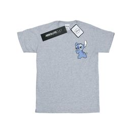 Disney - "Lilo And Stitch Stitch Backside Breast Print" T-Shirt f&uuml;r M&auml;dchen (Grau)