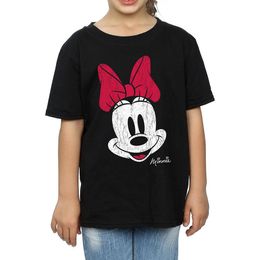 Disney T-Shirt f&uuml;r M&auml;dchen mit Minnie-Maus-Gesicht aus Baumwolle (Schwarz)