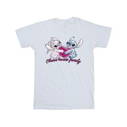 Disney M&auml;dchen Lilo und Stitch Ohana Herz mit Engel Baumwolle T-Shirt (wei&szlig;)